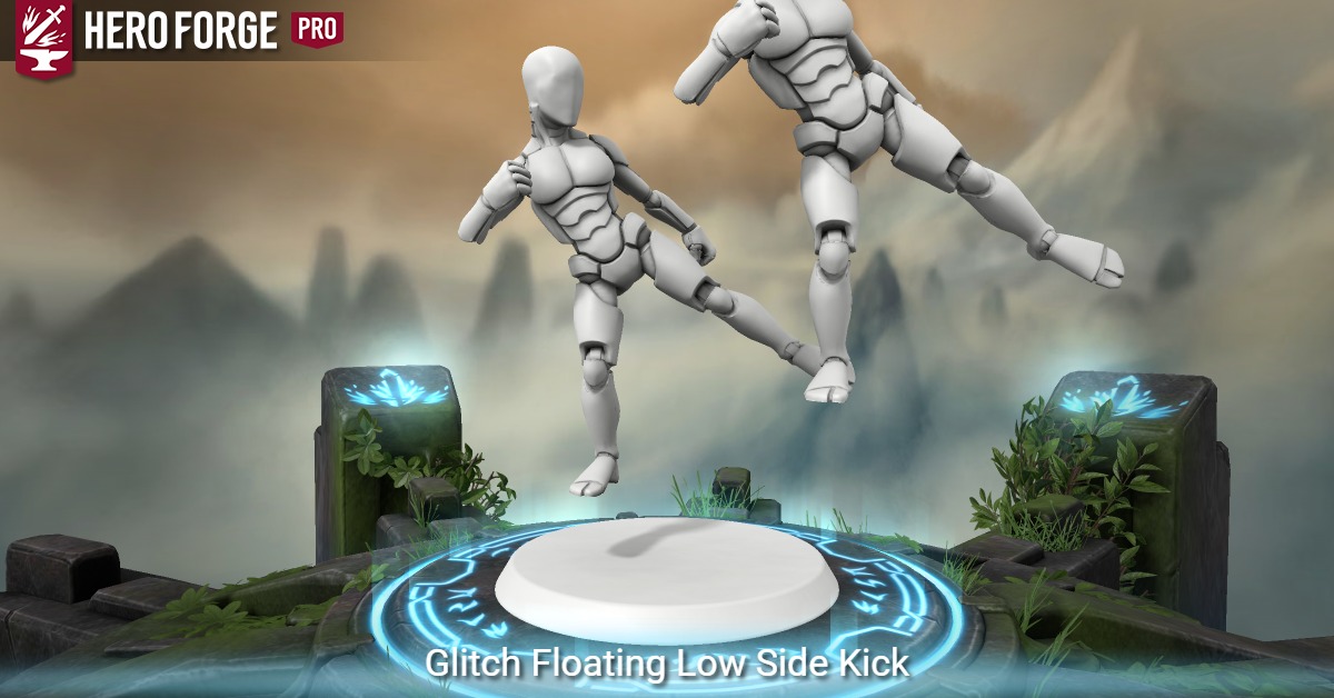 Glitch Floating Low Side Kick - made with Hero Forge