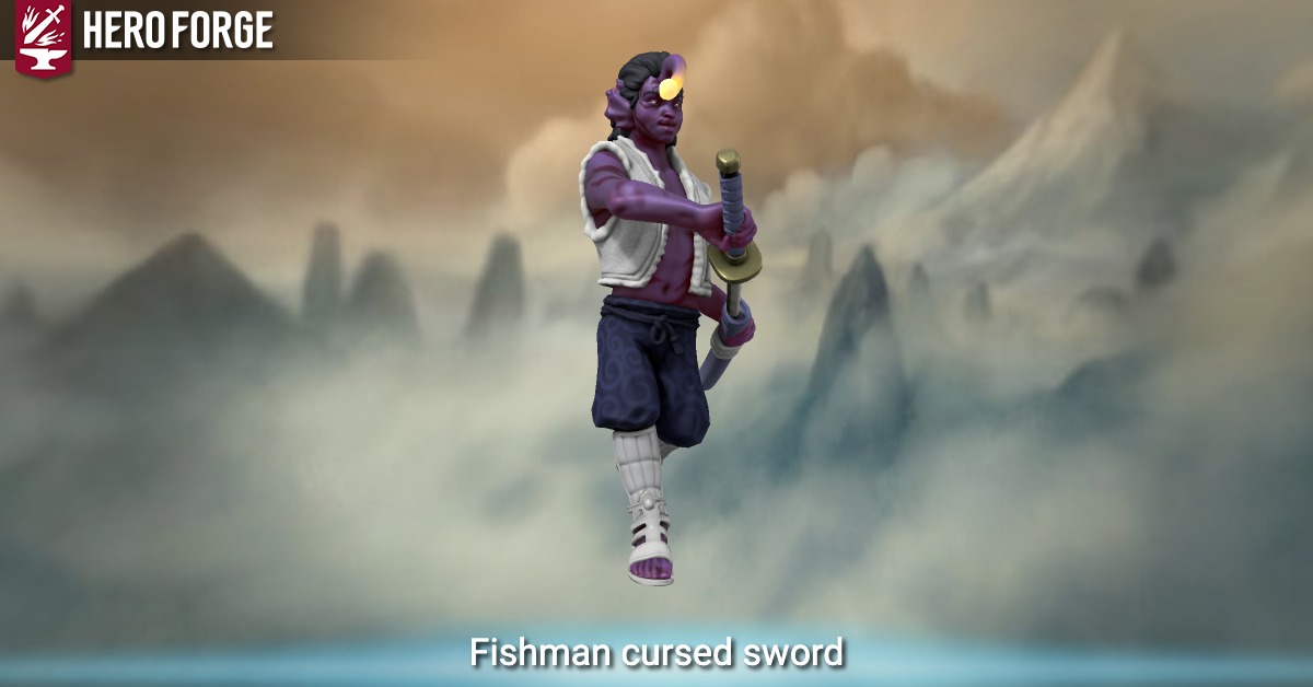 Fishman cursed sword - made with Hero Forge